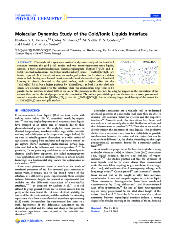 (PDF) Molecular Dynamics Study of the Gold/Ionic Liquids Interface