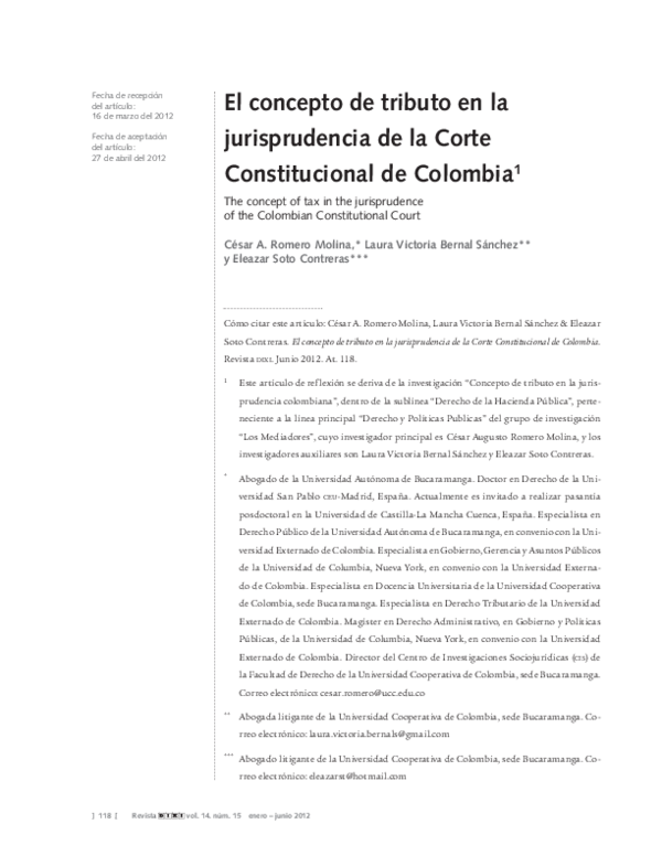 (PDF) El concepto de tributo en la jurisprudencia de la Corte Constitucional de Colombia