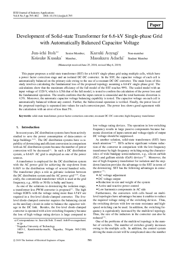 (PDF) Standalone operation of a single phase medium voltage solid state transformer in ...