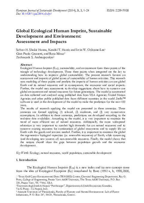 (PDF) Global Ecological Human Imprint, Sustainable Development and ...