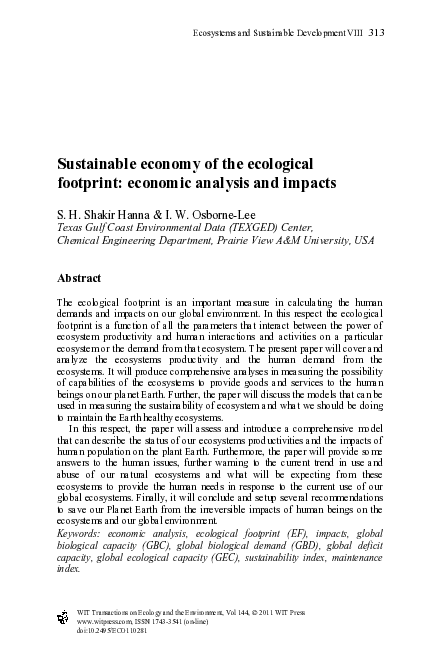 (PDF) Sustainable economy of the ecological footprint: economic ...