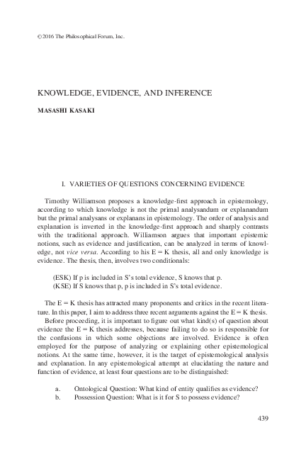 (PDF) Knowledge, Evidence, and Inference