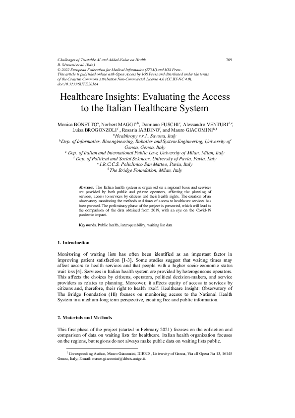 (PDF) Healthcare Insights: Evaluating the Access to the Italian ...