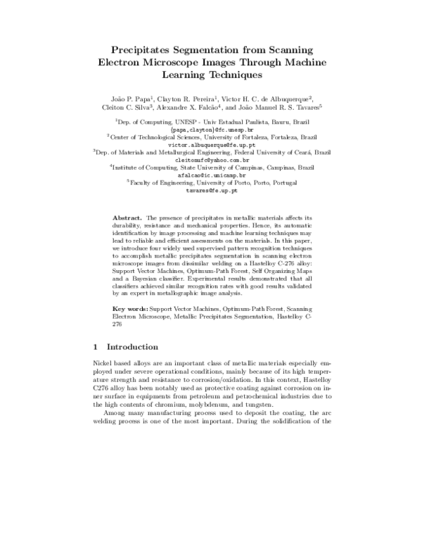 (PDF) Precipitates Segmentation from Scanning Electron Microscope ...
