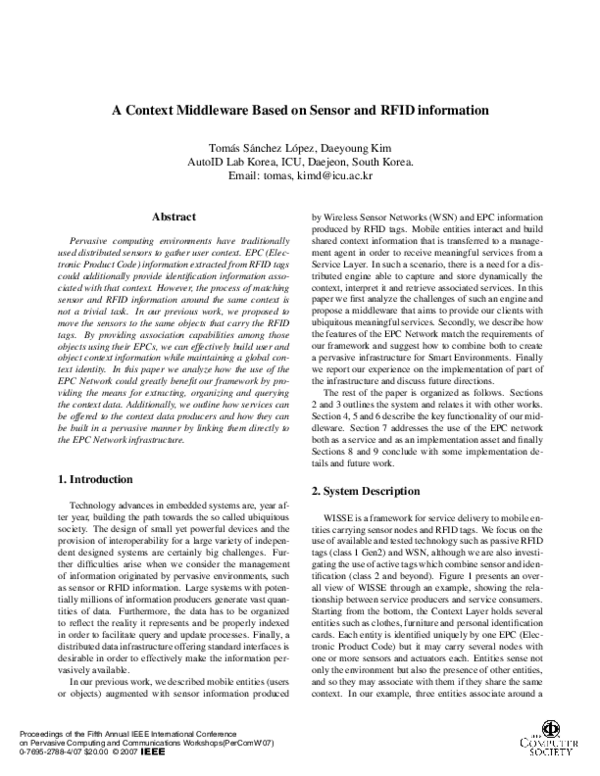 (PDF) A Context Middleware Based on Sensor and RFID Information