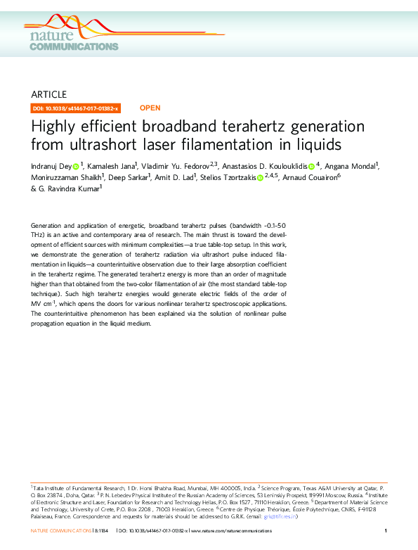 (PDF) Highly efficient broadband terahertz generation from ultrashort laser filamentation in ...