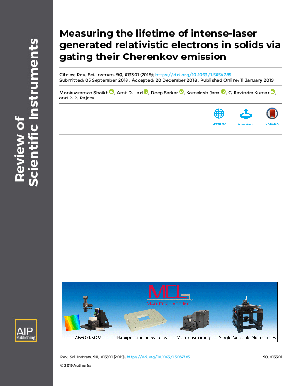 (PDF) Measuring the lifetime of intense-laser generated relativistic electrons in solids via ...