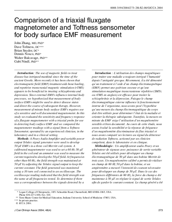 (PDF) Comparison of a triaxial fluxgate magnetometer and Toftness ...