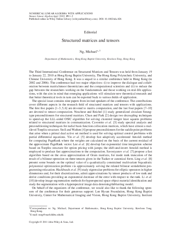 (PDF) Structured matrices and tensors | E. Tyrtyshnikov - Academia.edu