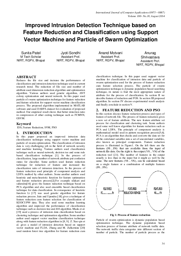 Pdf Improved Intrusion Detection Technique Based On Feature Reduction And Classification Using