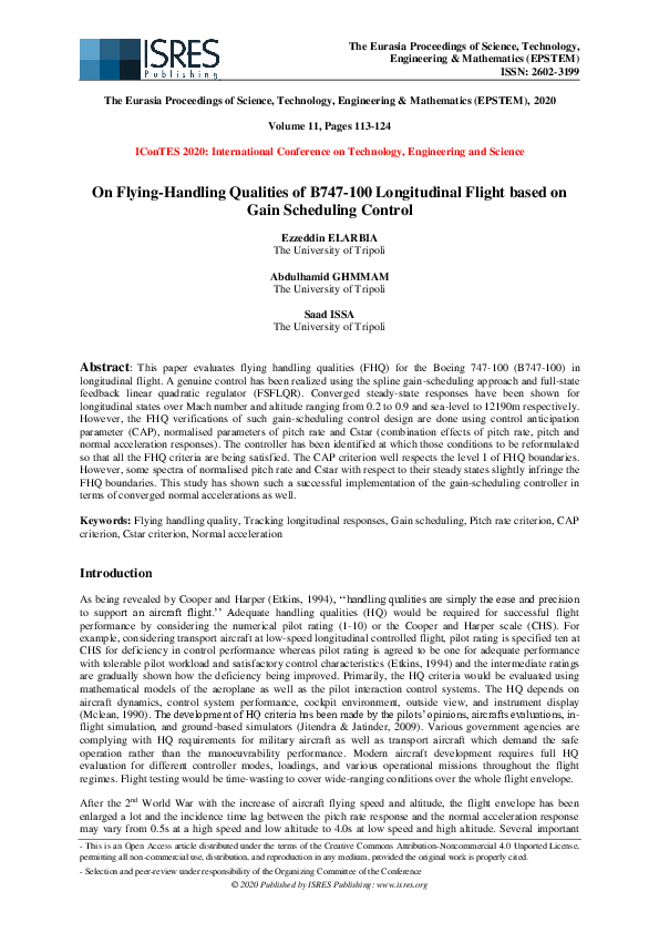 (PDF) On Flying-Handling Qualities of B747-100 Longitudinal Flight based on Gain Scheduling ...