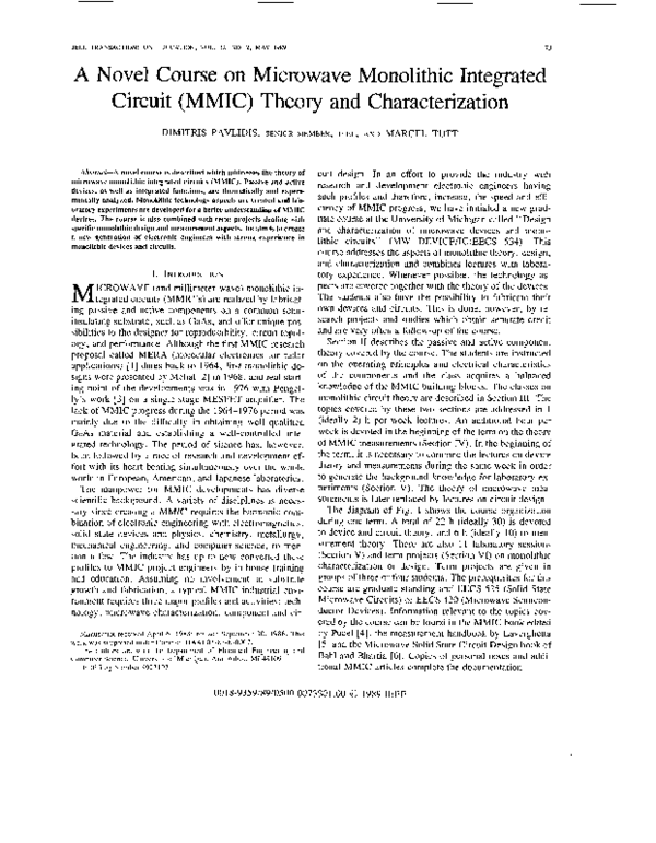 (PDF) A novel course on microwave monolithic integrated circuit (MMIC ...