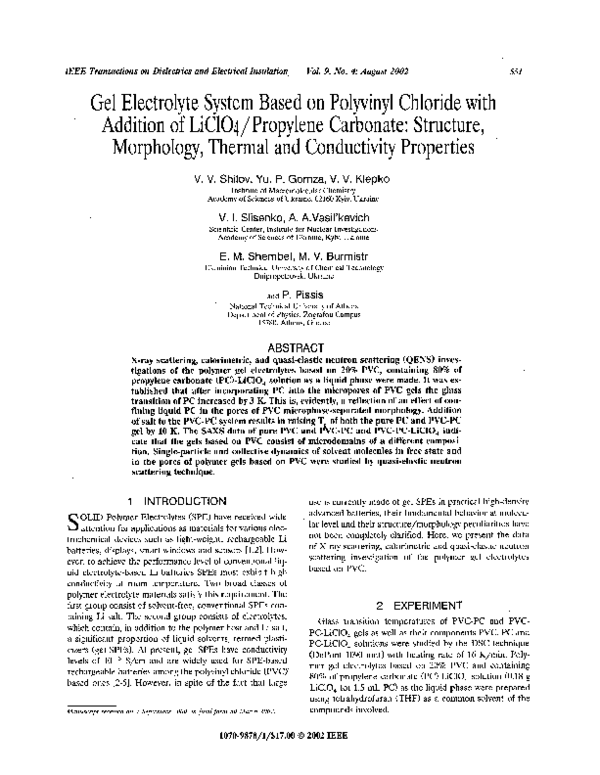 (PDF) Gel electrolyte system based on polyvinyl chloride with addition ...
