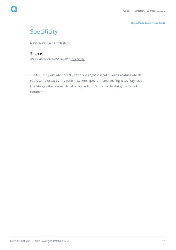 (PDF) Specificity (PDF) Specificity