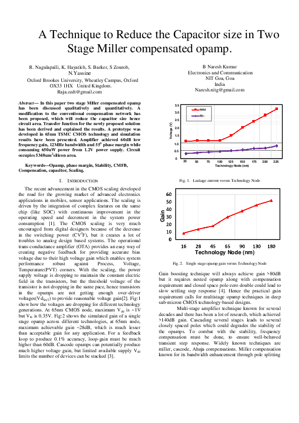 (PDF) A Technique to Reduce the Capacitor Size in Two Stage Miller ...