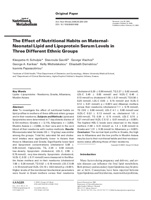 (PDF) The Effect of Nutritional Habits on Maternal-Neonatal Lipid and ...