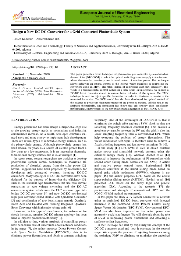 Pdf Design A New Dc Dc Converter For A Grid Connected Photovoltaic System