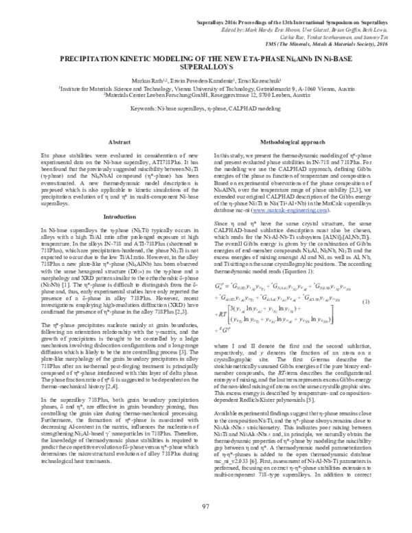 (PDF) Precipitation Kinetic Modeling of the New Eta-Phase Ni 6 AlNb in Ni-Base Superalloys