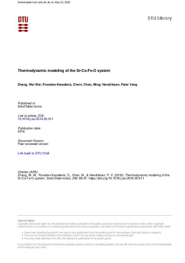 (PDF) Thermodynamic modeling of the Sr–Co–Fe–O system