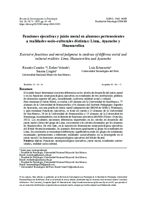 (PDF) Funciones ejecutivas y juicio moral en alumnos pertenecientes a ...