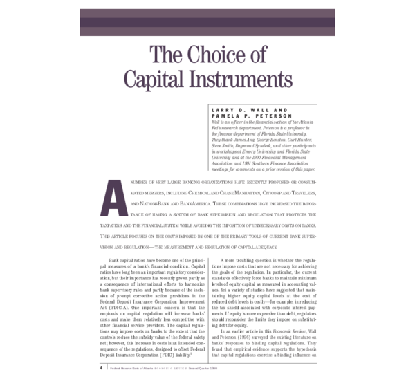 (PDF) The Choice of Capital Instruments
