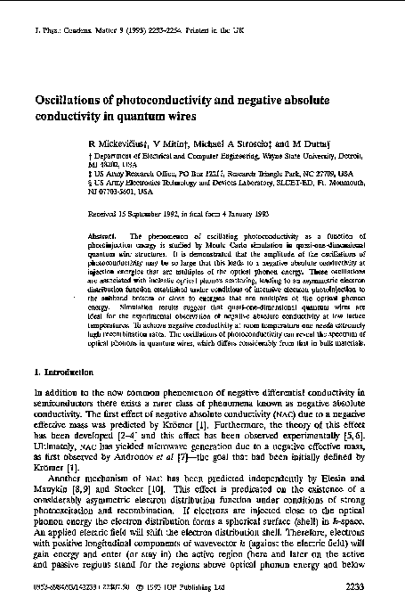 (PDF) Oscillations of photoconductivity and negative absolute ...