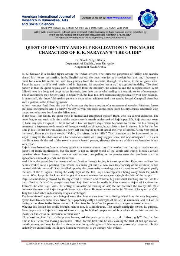 (PDF) Quest of Identity and Self Realization in the Major Characters of ...