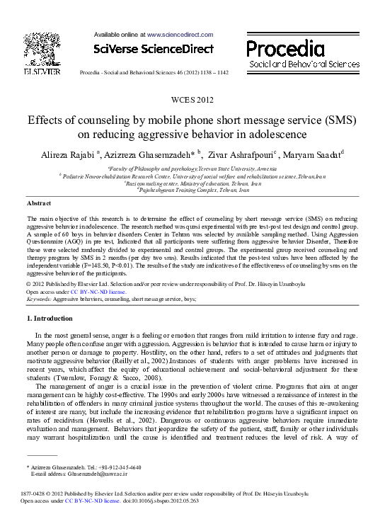 (PDF) Effects of Counseling by Mobile Phone Short Message Service (SMS ...