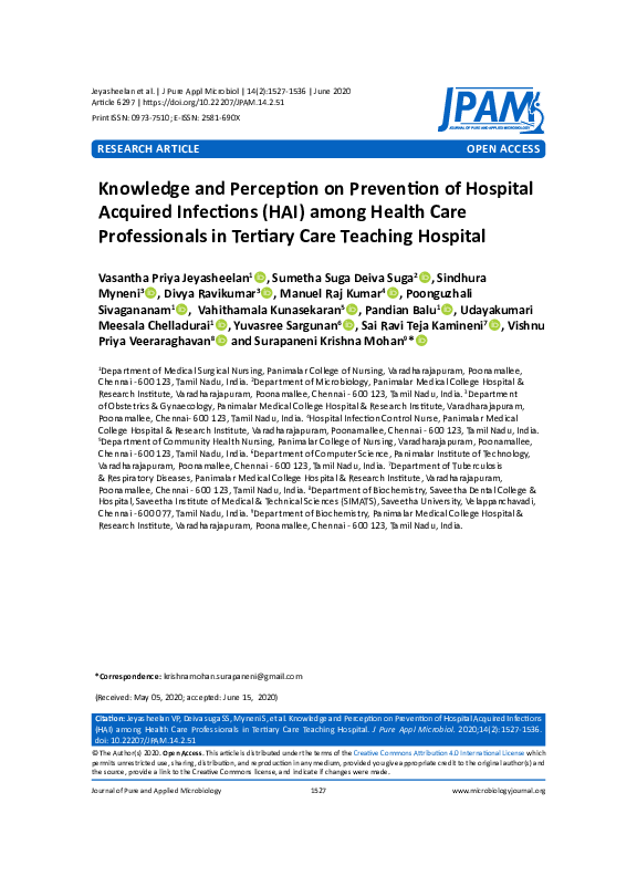 (PDF) Knowledge and Perception on Prevention of Hospital Acquired ...