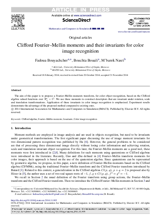 (PDF) Clifford Fourier–Mellin moments and their invariants for color image recognition