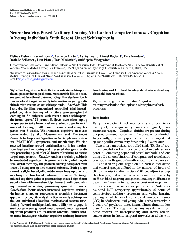 (PDF) Neuroplasticity-Based Auditory Training Via Laptop Computer Improves Cognition in Young ...