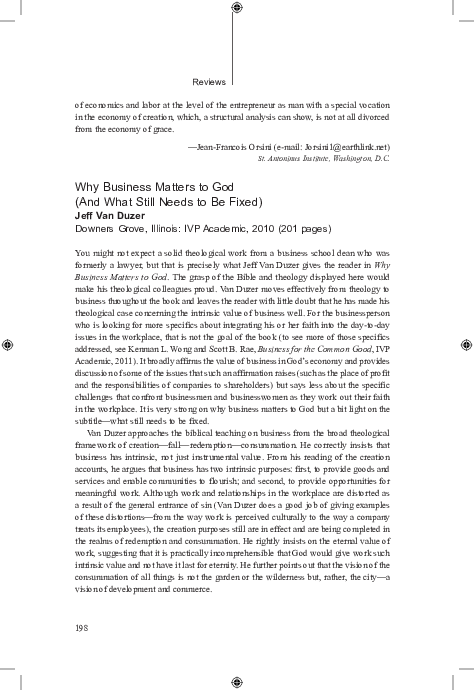 (PDF) Review of Why Business Matters to God (And What Still Needs to Be ...