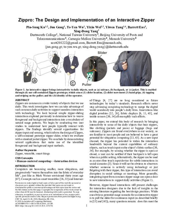 (PDF) Zippro: The Design and Implementation of An Interactive Zipper