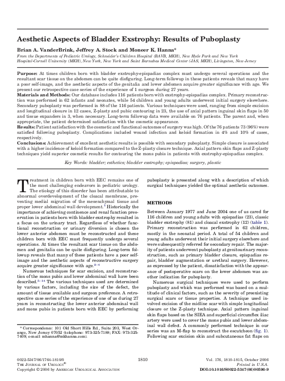 (PDF) Aesthetic Aspects of Bladder Exstrophy: Results of Puboplasty