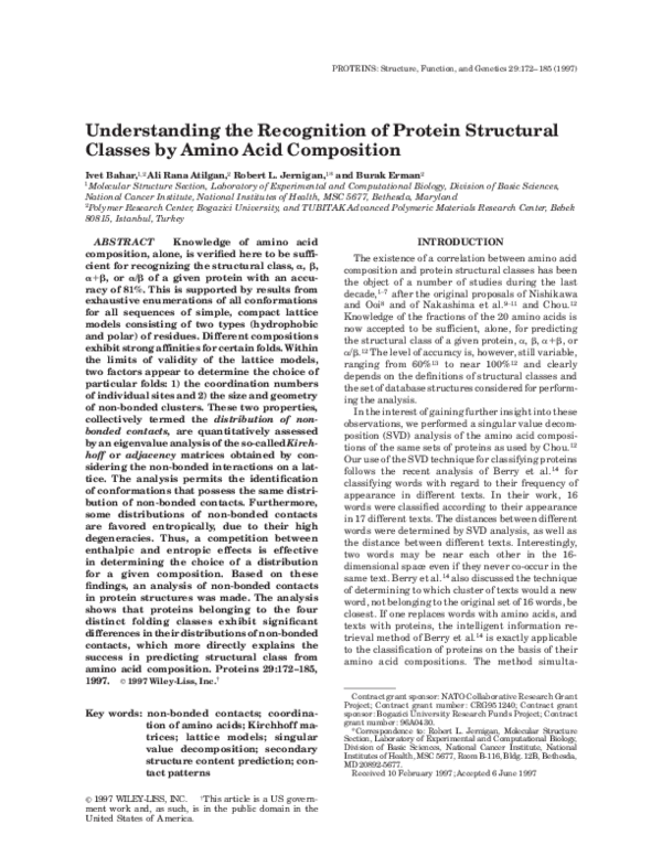 (PDF) Understanding the recognition of protein structural classes by amino acid composition