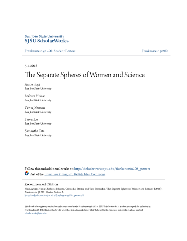 (PDF) The Separate Spheres of Women and Science