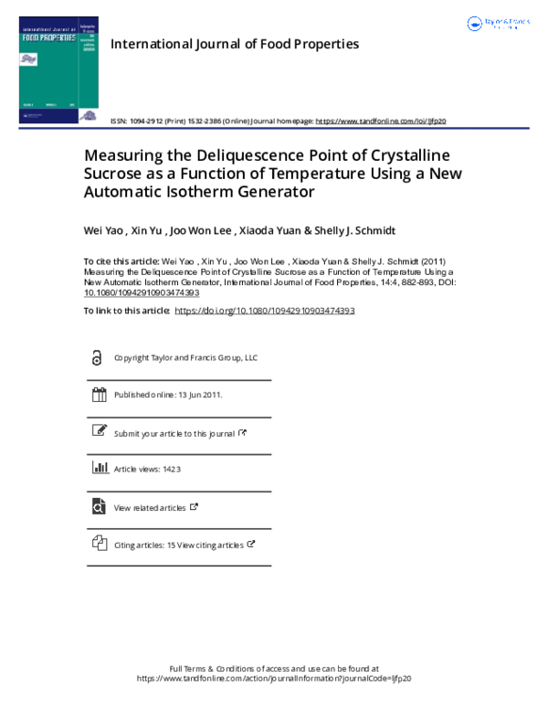 (PDF) Measuring the Deliquescence Point of Crystalline Sucrose as a ...