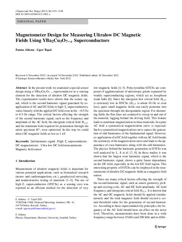 (PDF) Magnetometer Design for Measuring Ultralow DC Magnetic Fields ...
