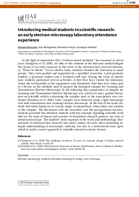 (PDF) Introducing medical students to scientific research: an early ...