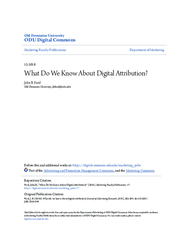 (PDF) What Do We Know About Digital Attribution?