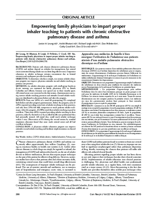(PDF) Empowering Family Physicians to Impart Proper Inhaler Teaching to ...