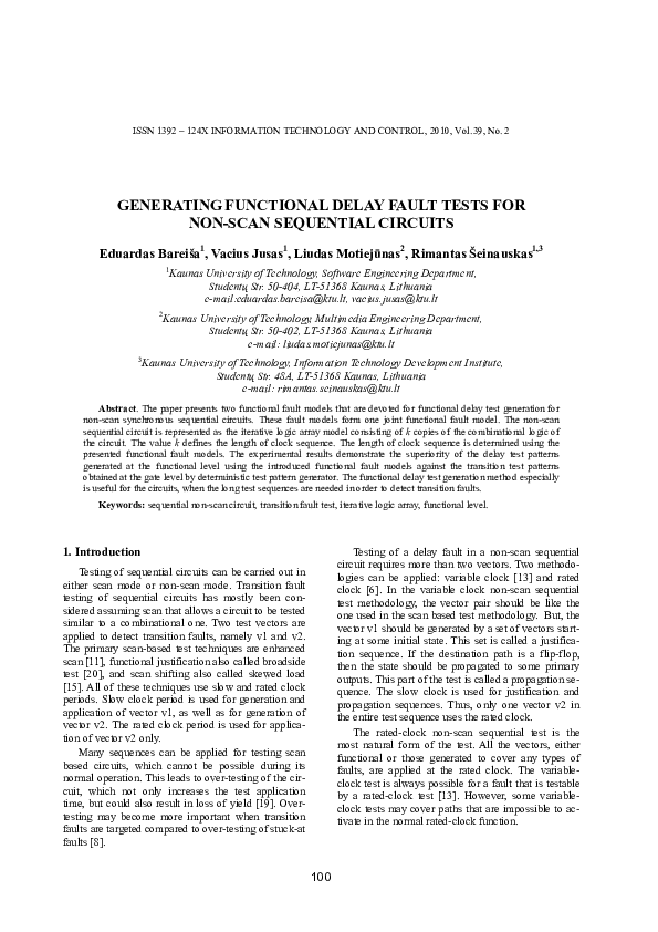 (PDF) Functional fault models for non-scan sequential circuits