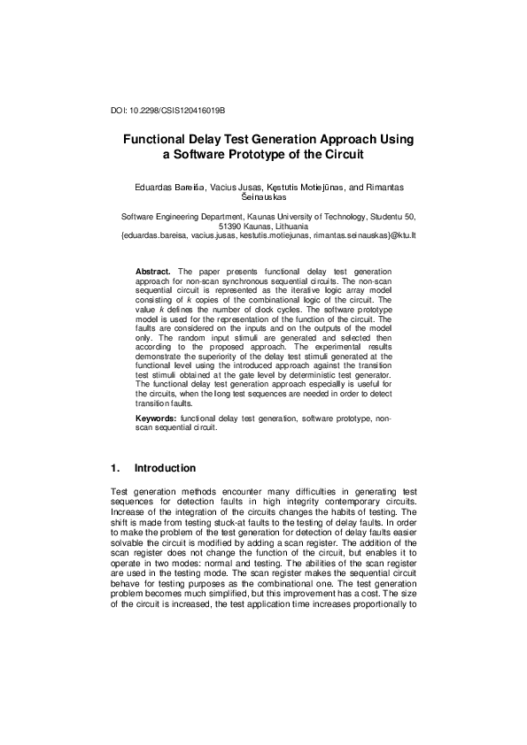 (PDF) Functional delay test generation approach using a software ...