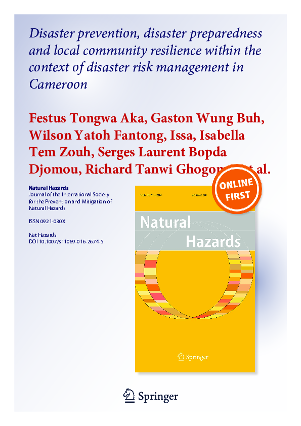 (PDF) Disaster prevention, disaster preparedness and local community ...