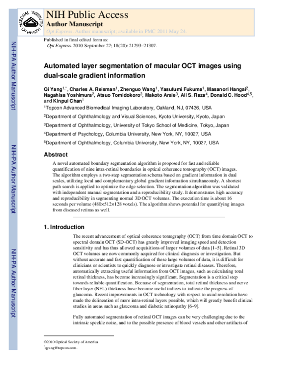Pdf Automated Layer Segmentation Of Macular Oct Images Using Dual Scale Gradient Information