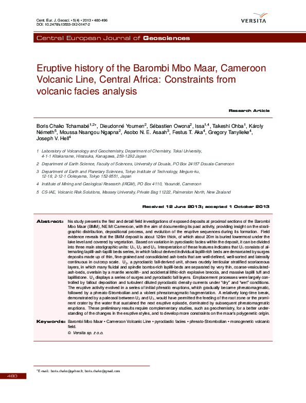 (PDF) Eruptive history of the Barombi Mbo Maar, Cameroon Volcanic Line ...