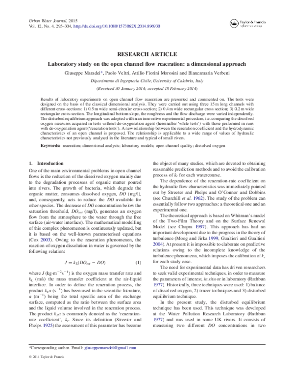 (PDF) Laboratory study on the open channel flow reaeration: a ...