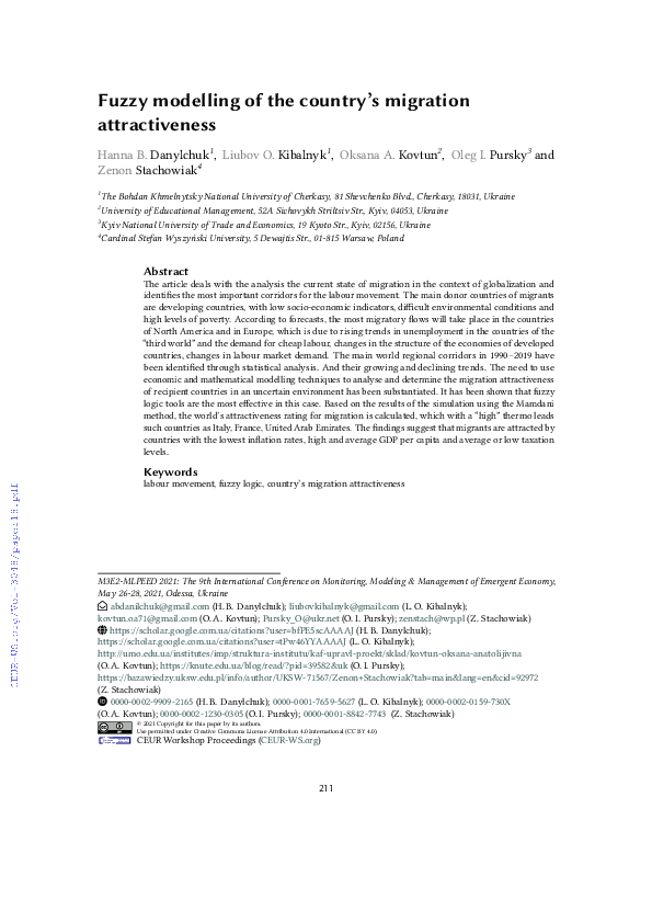 (PDF) Fuzzy modelling of the country's migration attractiveness