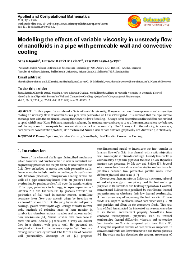 (PDF) Variable Viscosity Effects on Nanofluid Flow