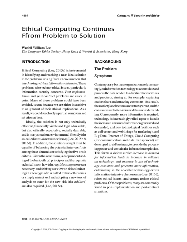 (PDF) Ethical Computing Continues From Problem to Solution